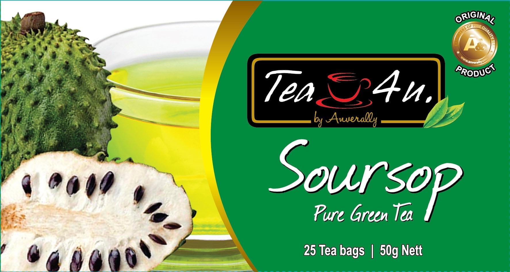 Tea 4U Green Tea Bags with Soursop, Citrus Flavored, Antioxidant-Rich ...