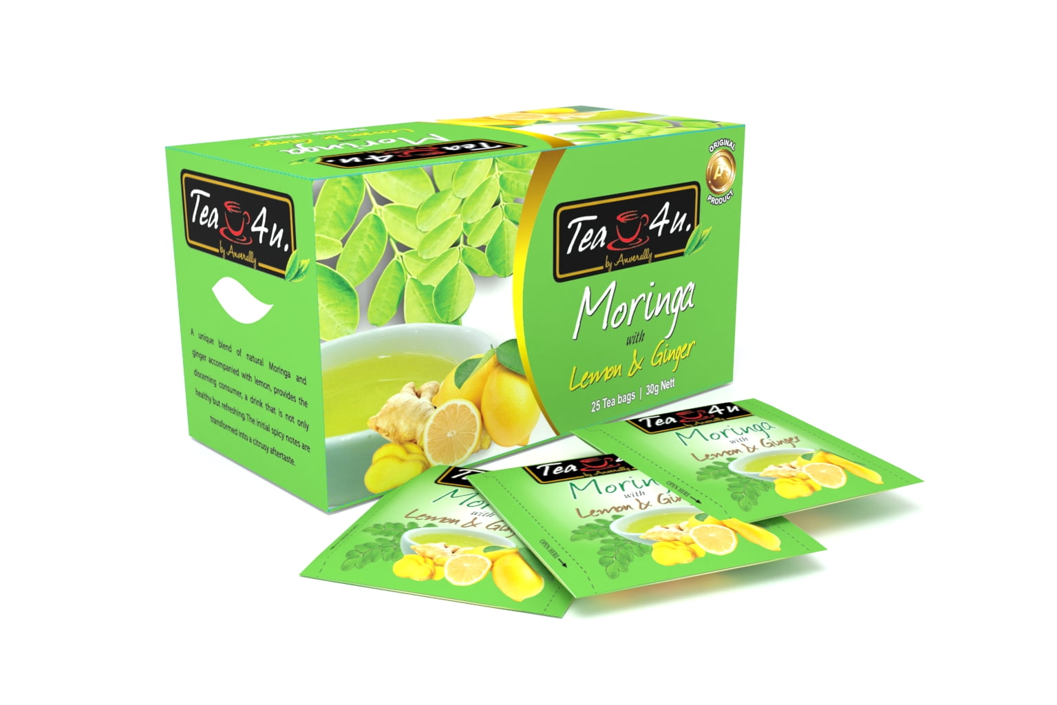 Tea4U Moringa with Lemon and Ginger Herbal Infusion Tea| 30 Gram Net ...