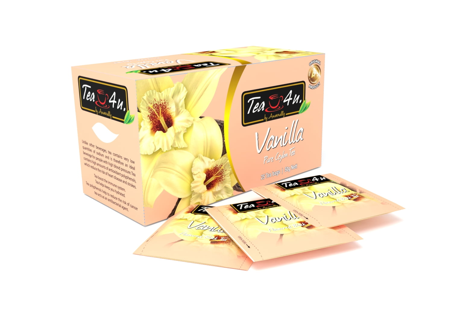 Tea4U Vanilla Black Ceylon Tea| Net 50 Gram| 25 Teabags - Walmart.com