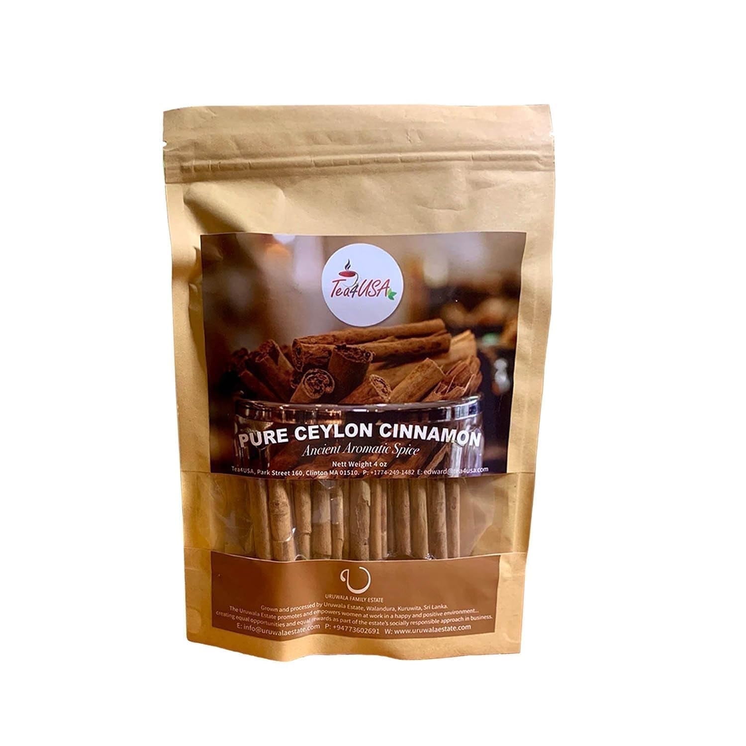 Tea4USA Pure Ceylon Cinnamon Sticks | Sweet, Natural | Airtight Zip ...