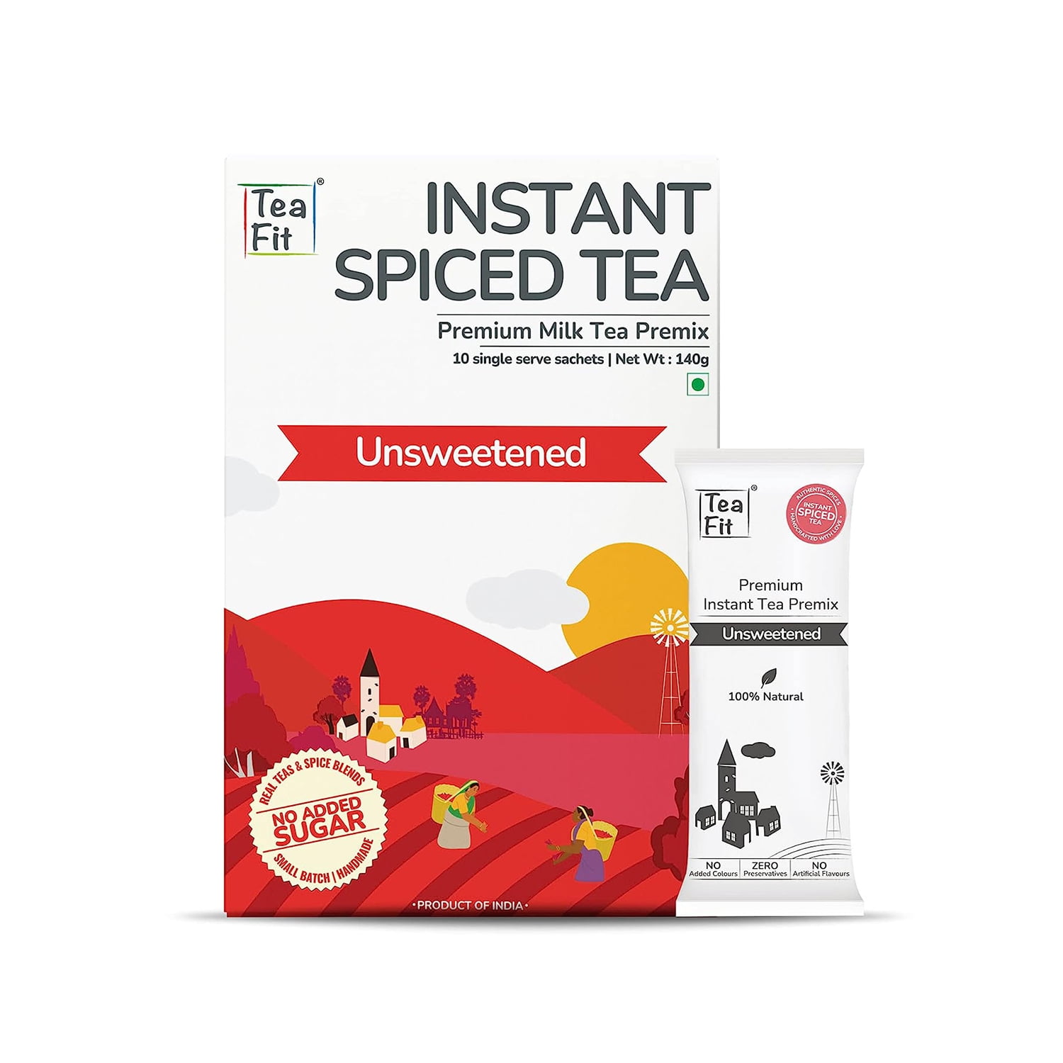 TeaFit Premium Unsweetened Spiced Instant Tea Premix - 20 Single Serve ...