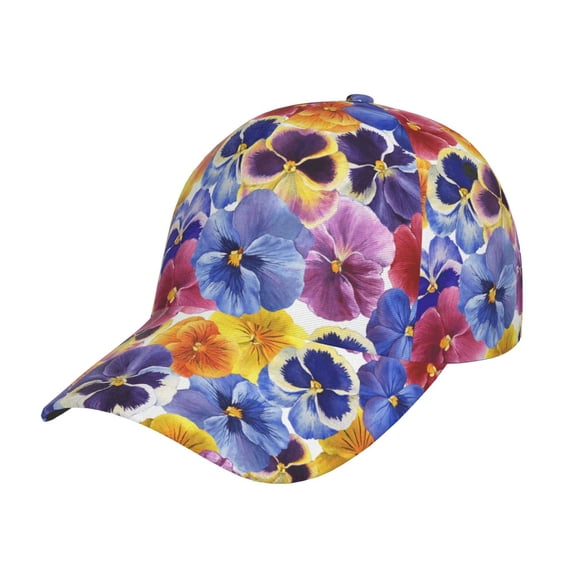 Teaboi The Garden Tricolor Pansy Flower Pattern Baseball Cap, UV ...