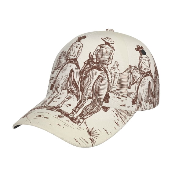 Teaboi Two Cowboys Riding Horses In The Desert Pattern Baseball Cap, UV ...