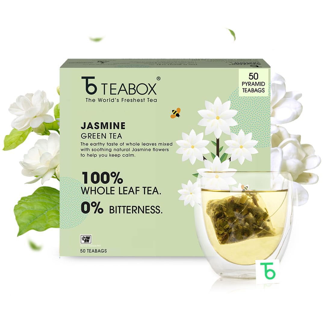 Teabox Jasmine Green Tea - 50 Pyramid Teabags | Made With 100% Whole ...