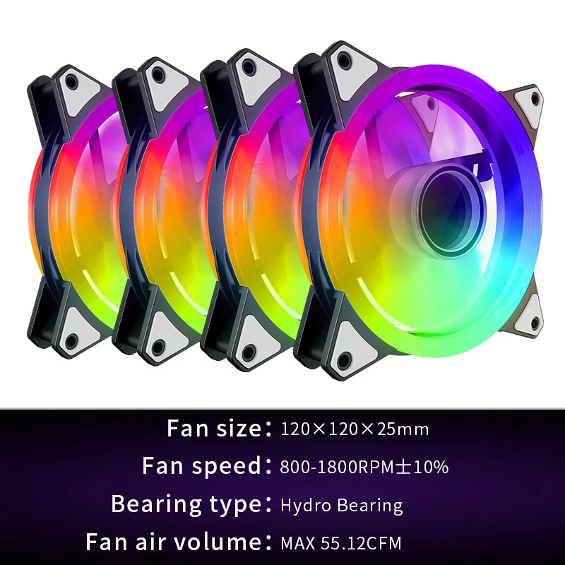 Teacer GH-12 120mm PC computer case Fan 12V/4pin PWM 5V/3pin double ...