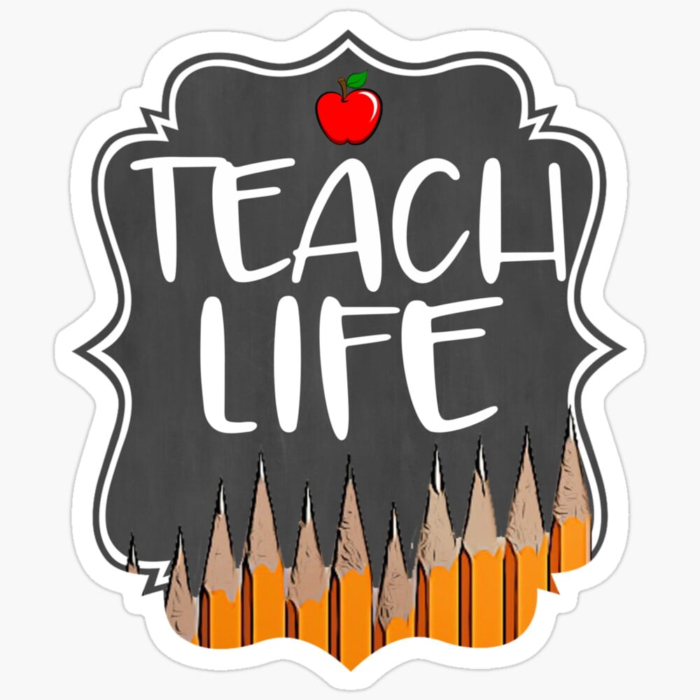Teach Life Cute Teacher Gift Pencil Apple Teaching Gift Sticker Phone ...