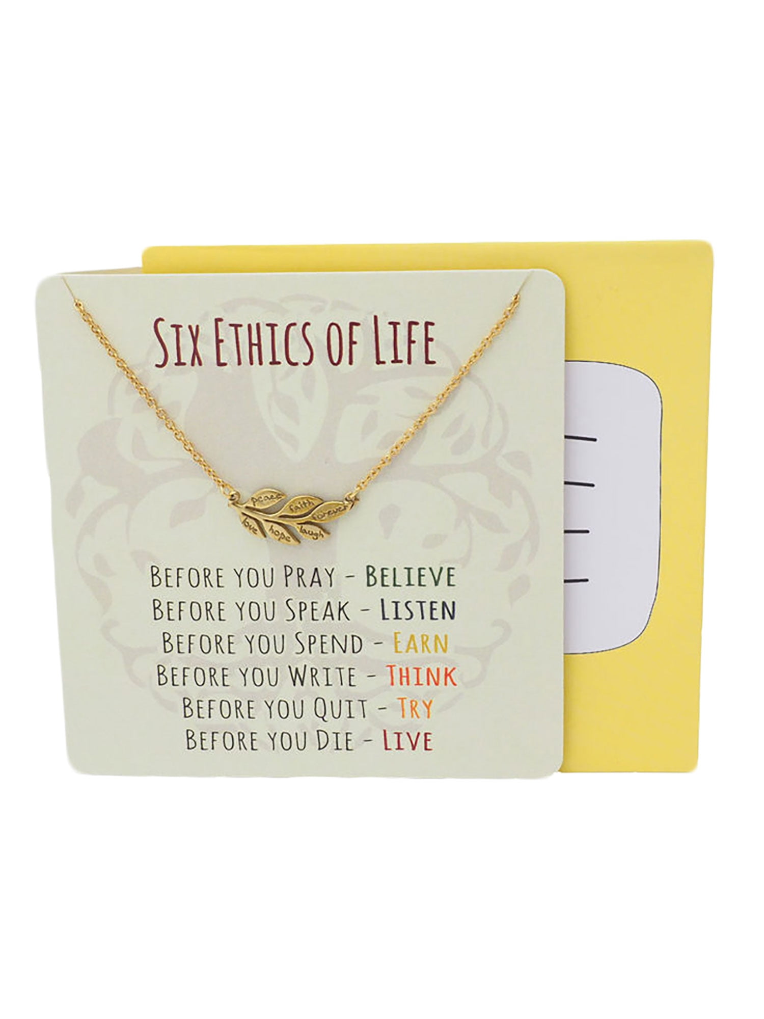 Teach Love Inspire Ethics of Life Gold Tone Leaves Necklace for Women ...