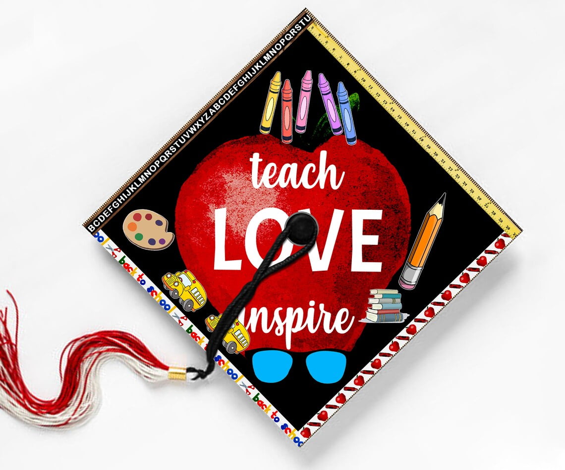 Teach Love Inspire, Future Teacher, Graduation Cap Topper Decoration ...