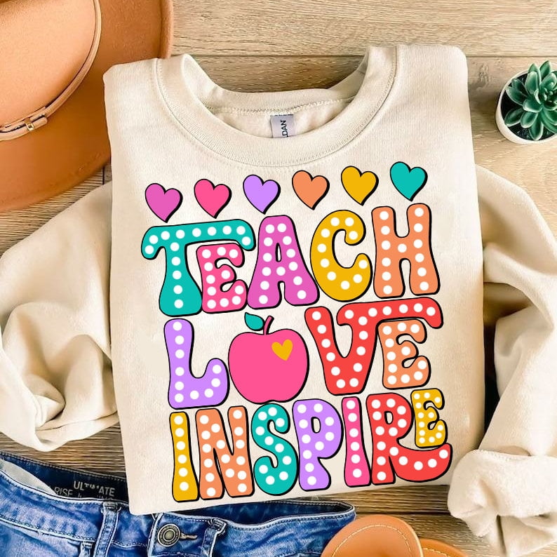 Teach Love Inspire Groovy Teacher Teacher Life Back To School, Retro ...