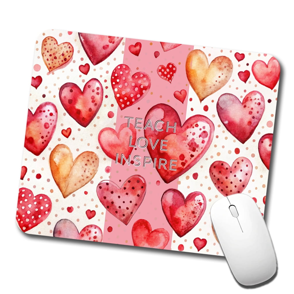 Teach Love Inspire Red Hearts Teacher Appreciation Mouse Pad Low ...