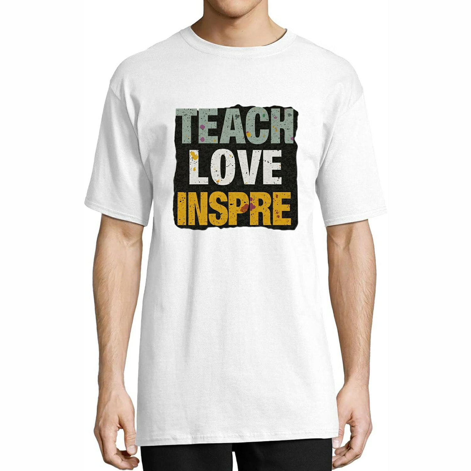 Teach Love Inspire Sunflower Leopard Cheetah Print Teacher Mens T Shirt ...