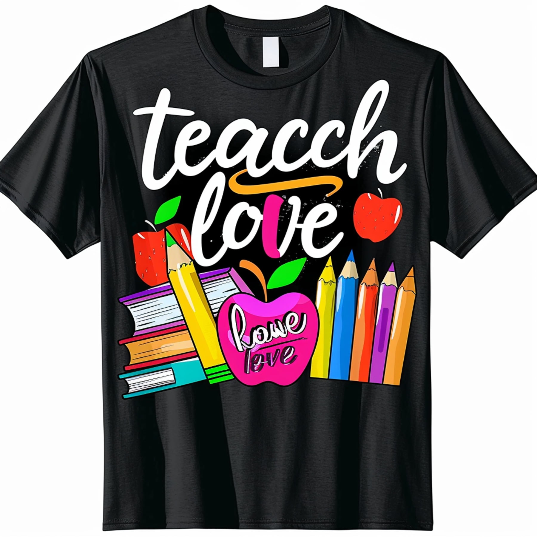Teach Love T Shirt Design with Books and Pencils in Vibrant Colors for ...