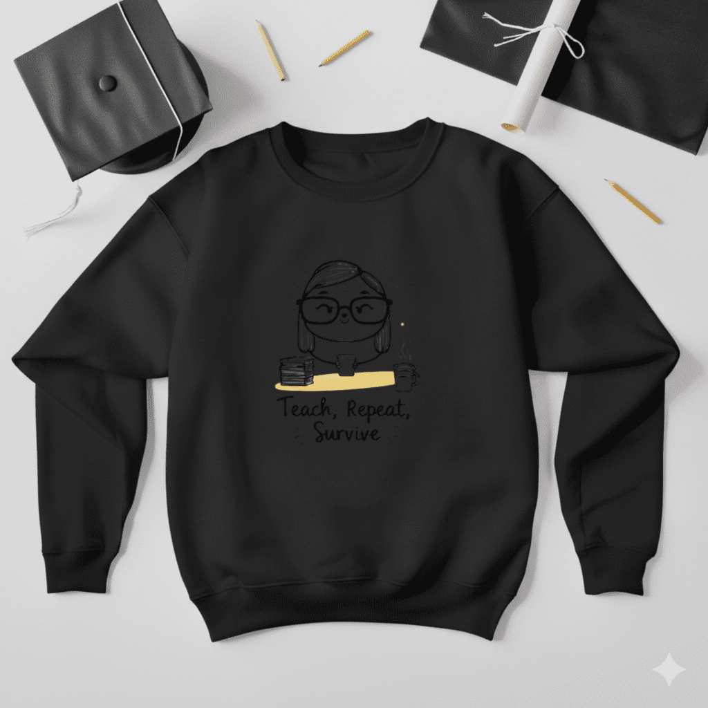Teach Repeat Survive Funny Teacher Life School Quote Humor Sweatshirt ...