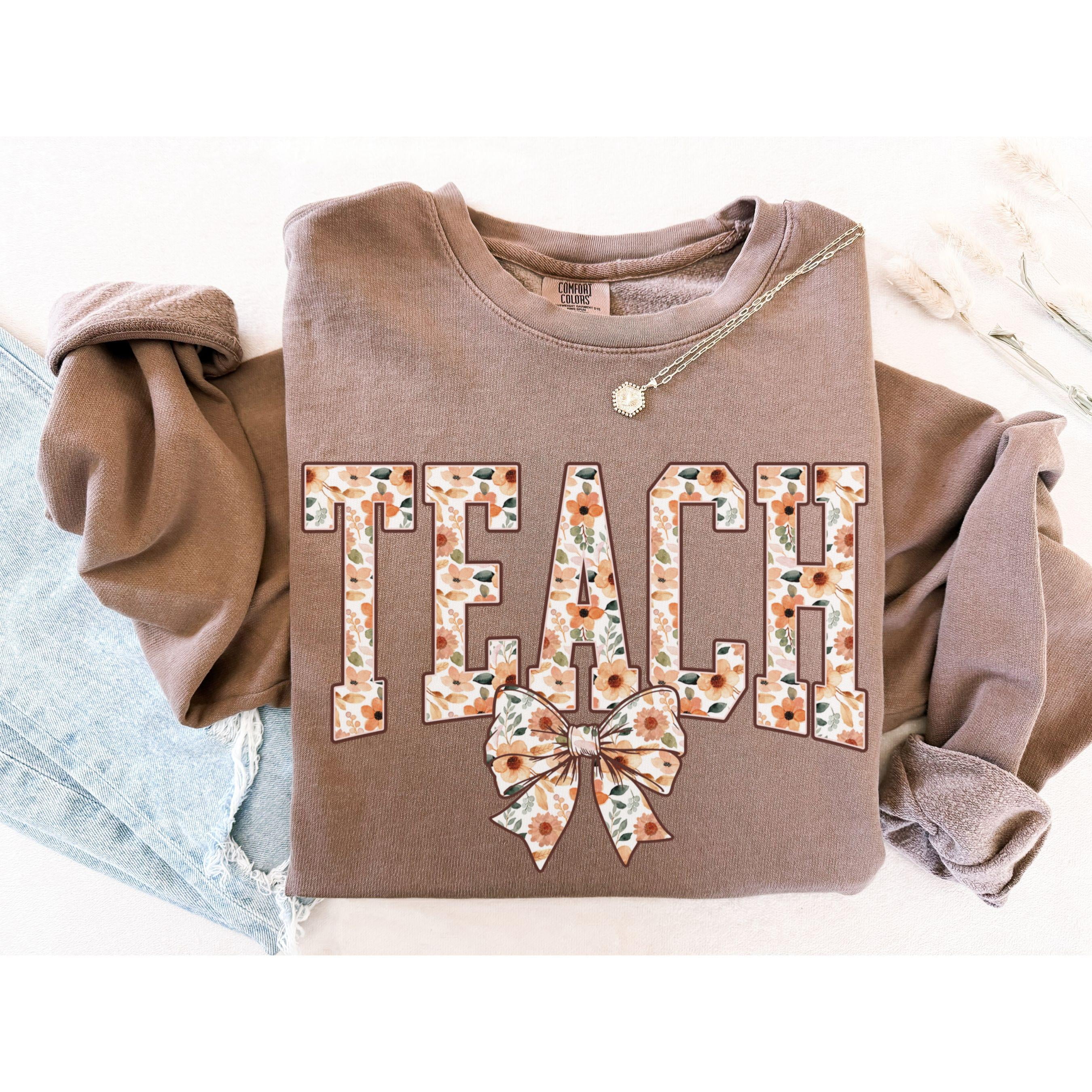 Teach T-Shirt, Floral Teacher Shirt, Back To School Shirt, Elementary ...