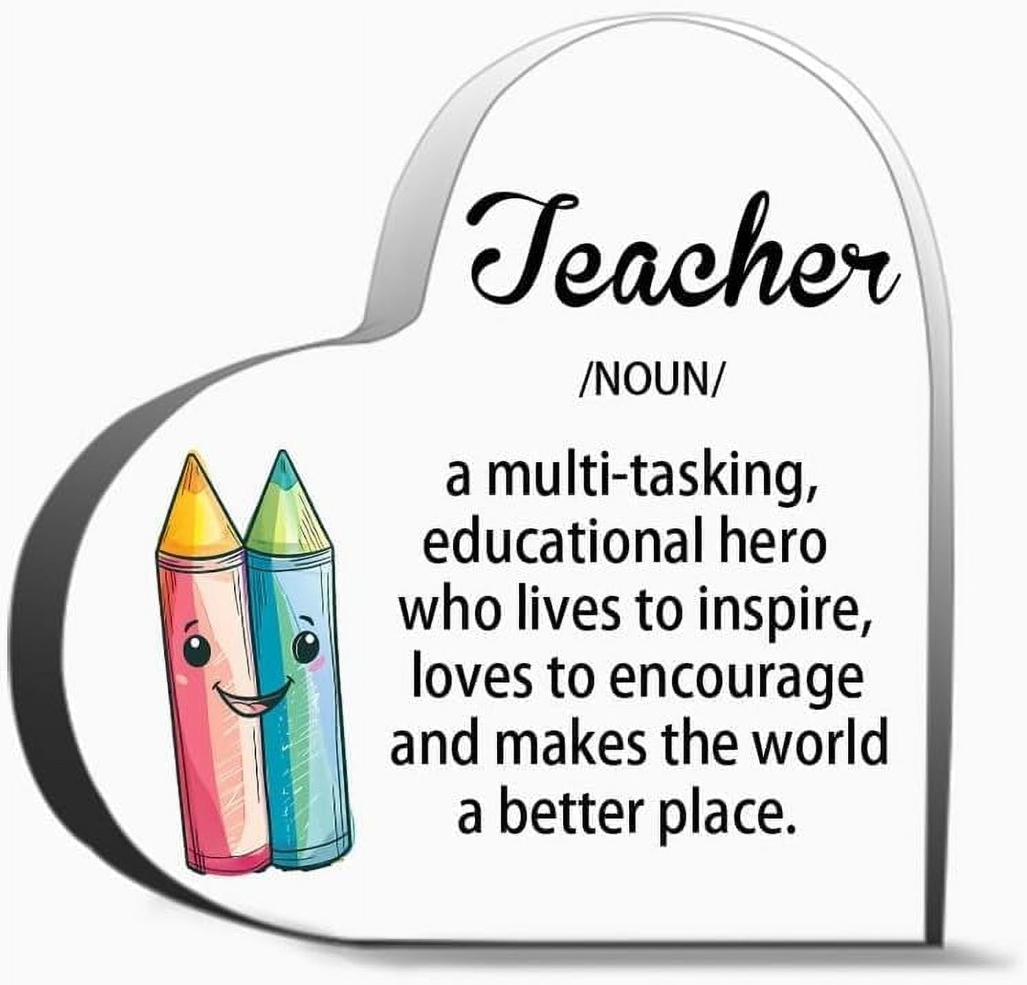 Teacher A Multi Tasking Gifts For Women Men,Acrylic Heart Keepsake For ...