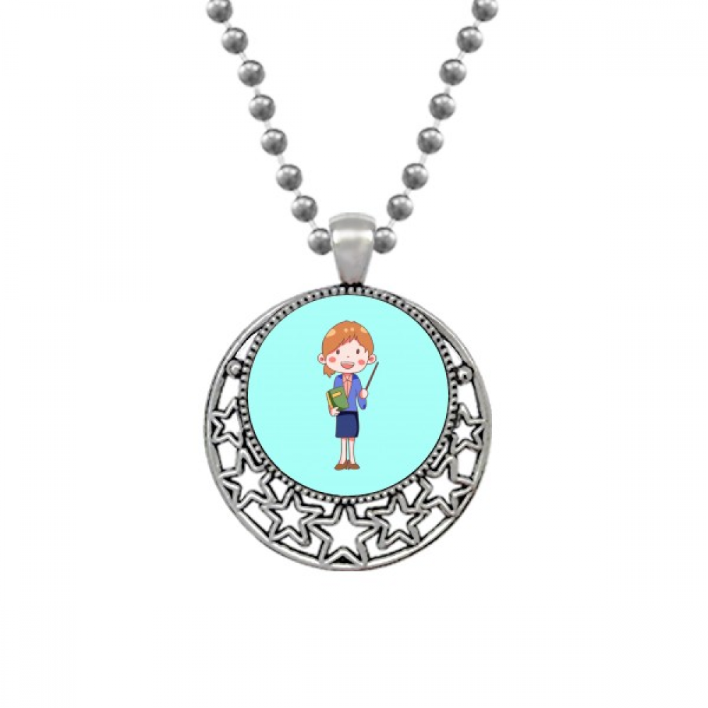 Teacher Animation Outline Role Tutor Necklaces Pendant Retro Moon Stars ...