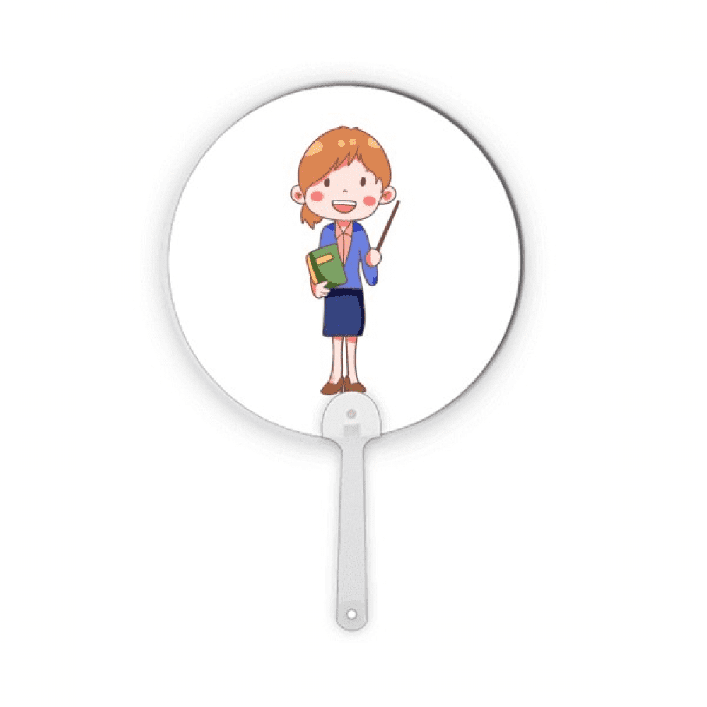 Teacher Animation Outline Role Tutor Plastic Round Handheld Fan ...