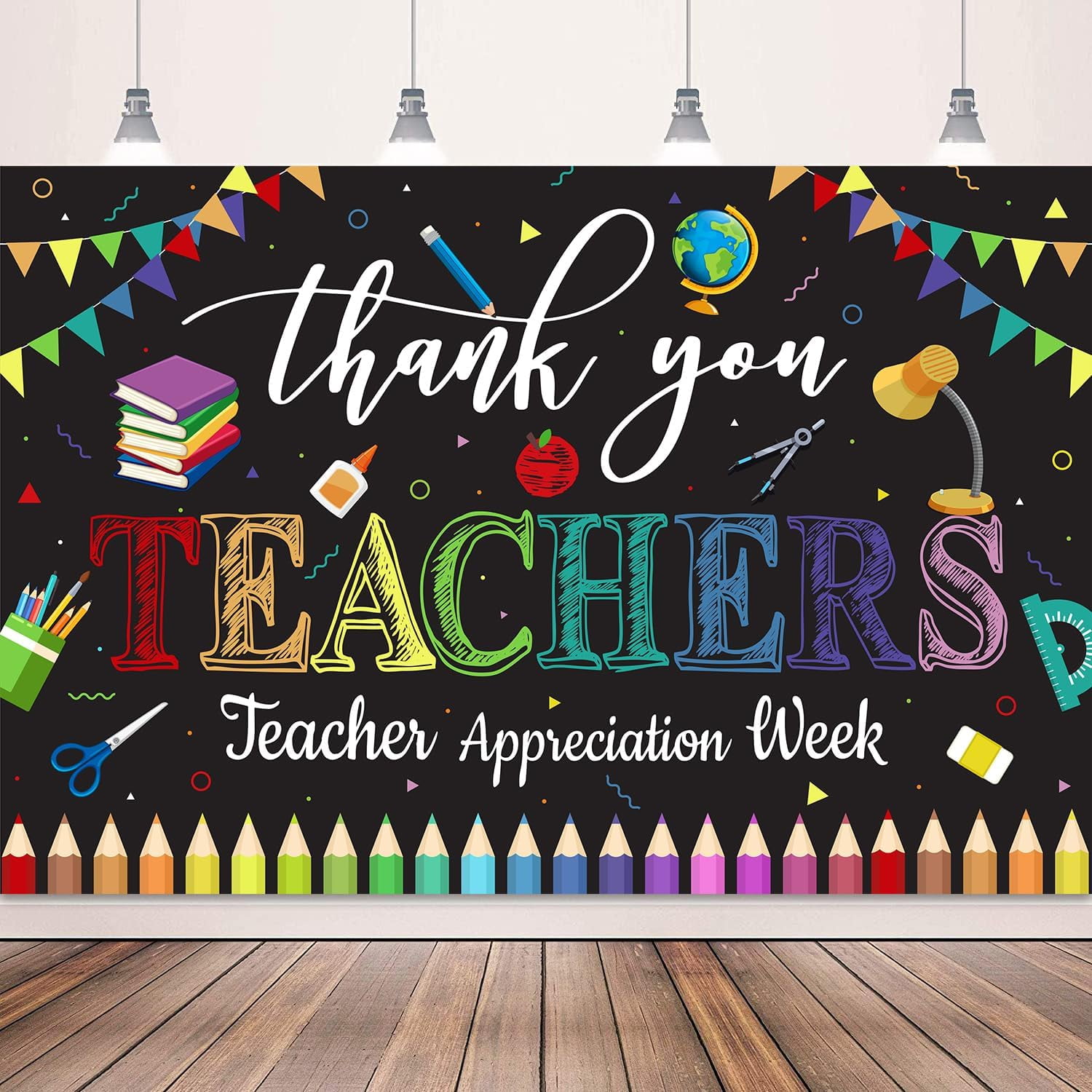 Teacher Appreciation Decorations Backdop Banner, 5x3Ft /180*110cm Thank ...