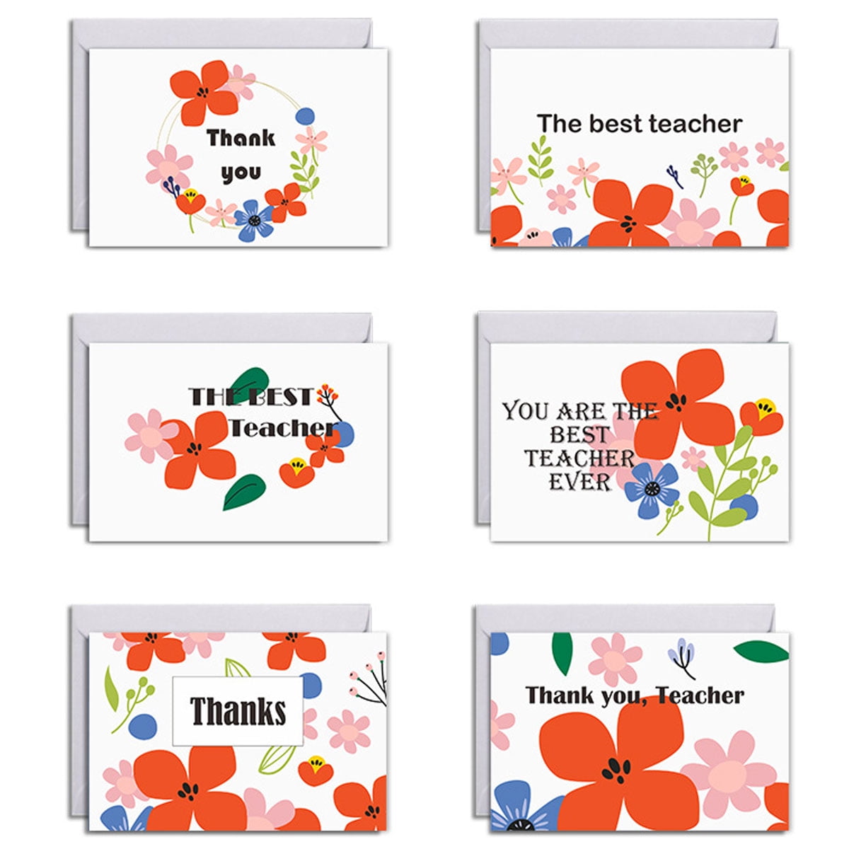 Teacher Appreciation Gift Card set, Thank You Teacher Card with ...