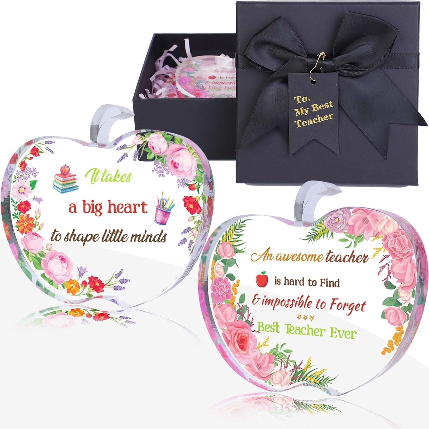 Teacher Appreciation Gift Signs 2 Pcs Acrylic Keepsake Paperweight ...