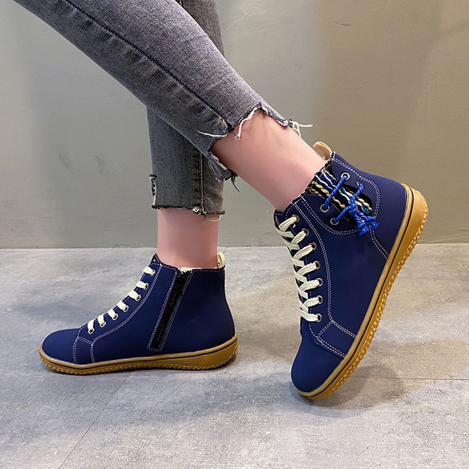 Teacher Appreciation Gifts AXXD Low-heeled Ankle Boots,Comfort Mid-Calf ...