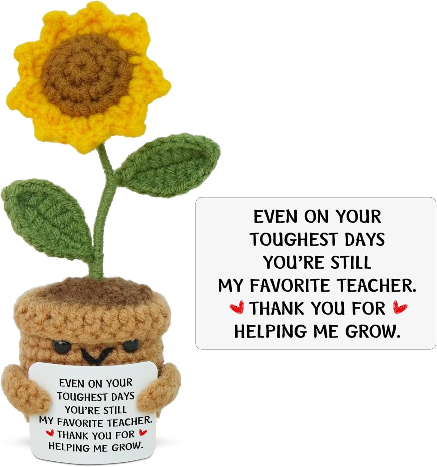 Teacher Appreciation Gifts - Mini Handmade Positive Sunflower Crochet ...