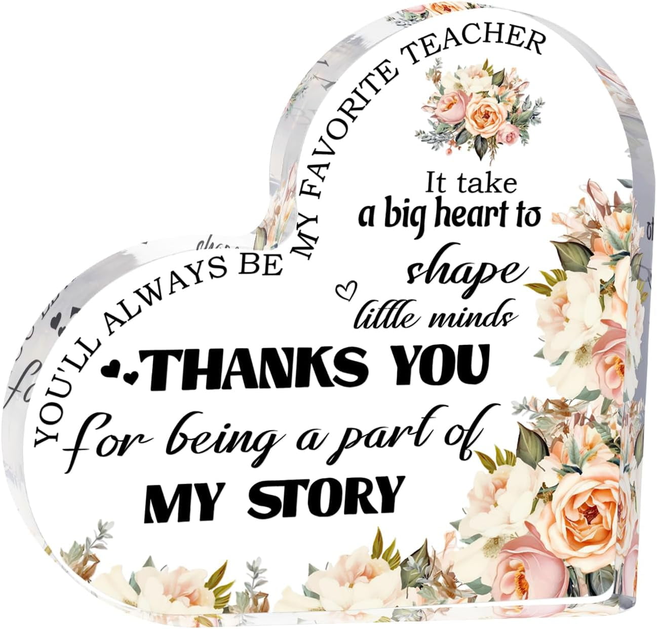 Teacher Appreciation Gifts for Women, Acrylic Heart Plaque Gifts for ...