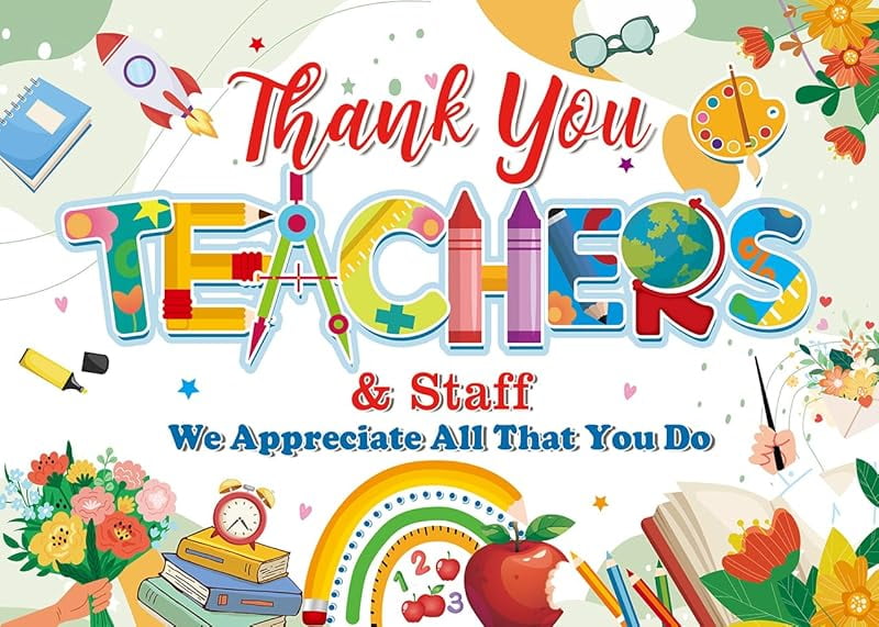 Teacher Appreciation Week Backdrop Banner Thank You Teachers Staff We ...