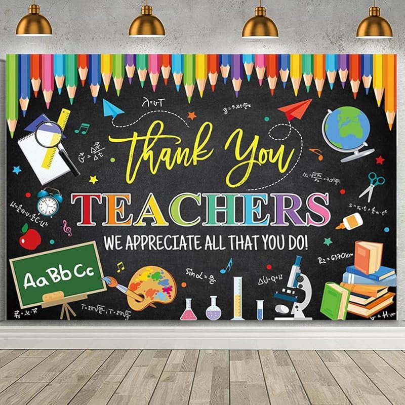 Teacher Appreciation Week Backdrop Thank You Teachers Decorations ...
