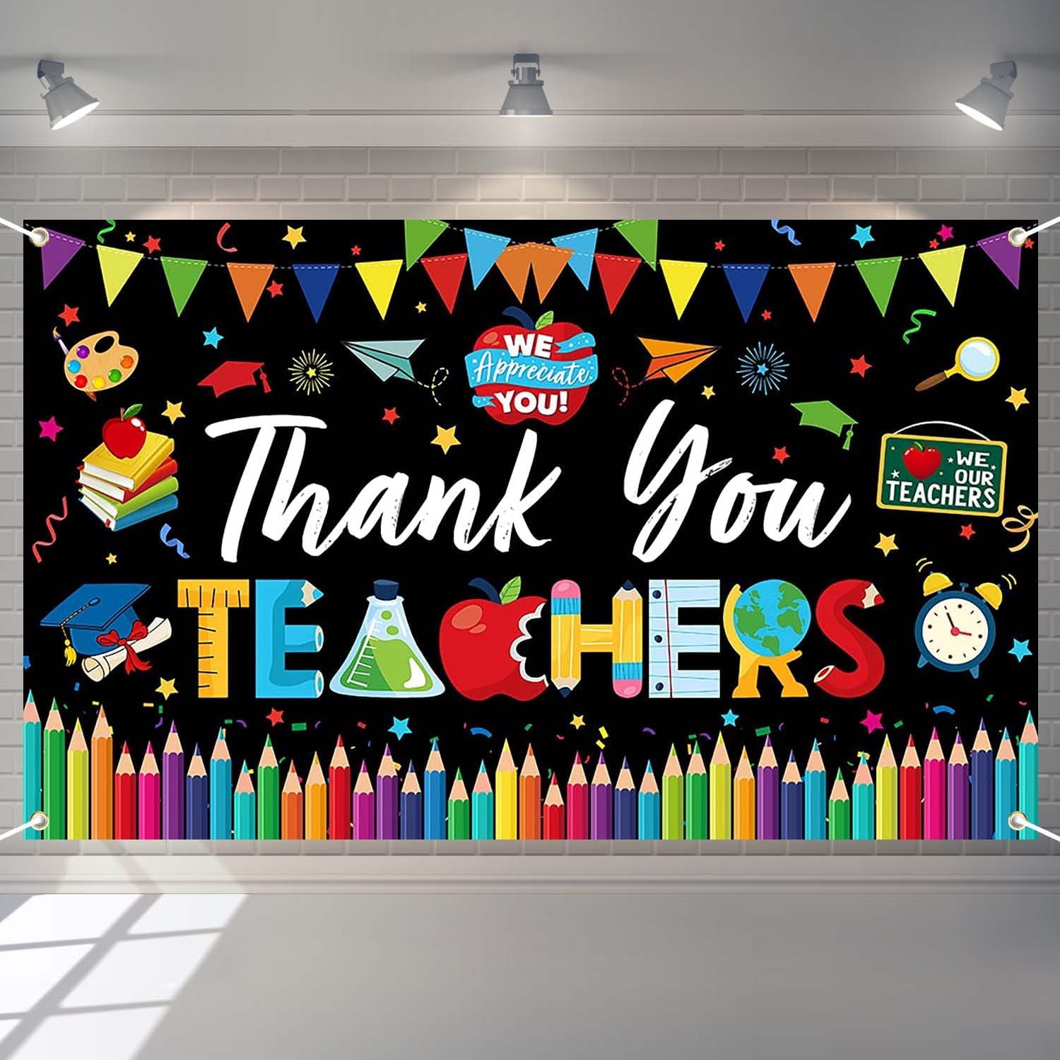 Teacher Appreciation Week Banner Thank You Teachers Pencil Blackboard ...