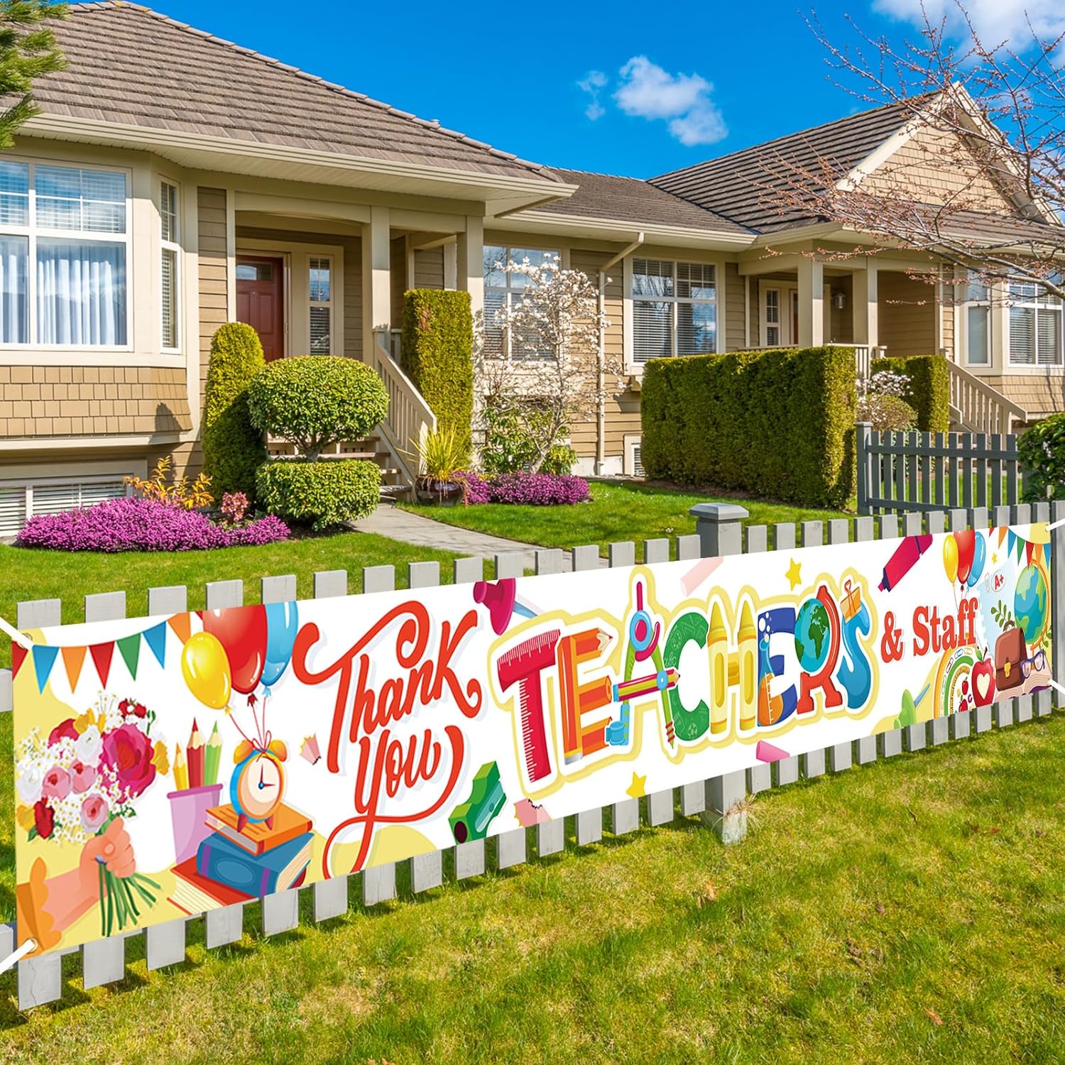 Teacher Appreciation Week Decoration Yard Sign Banner, Thank You ...