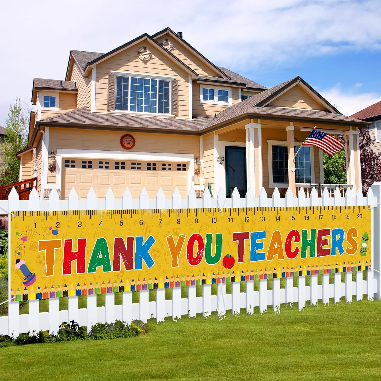 Teacher Appreciation Week Decorations Banner Thank You Teachers Yellow ...