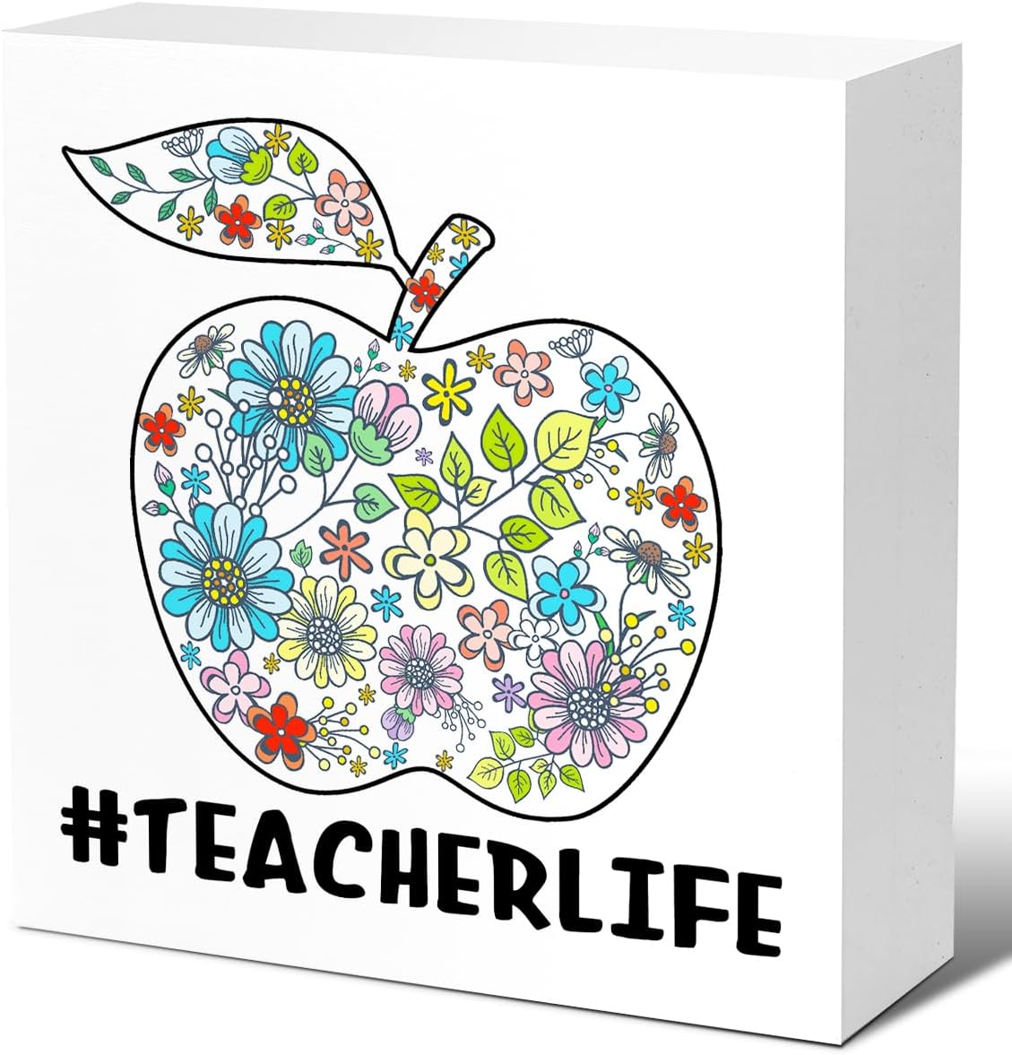 Teacher Appreciation Wood Block Sign Teacher Life Wooden Box Sign For ...