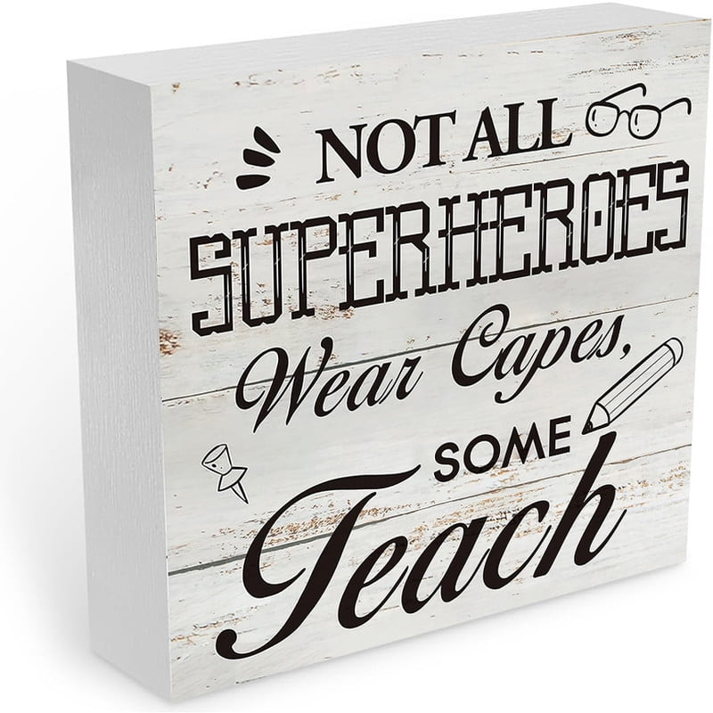 Teacher Appreciation Wooden Box Sign Desk Decor Rustic Teachers Teach ...