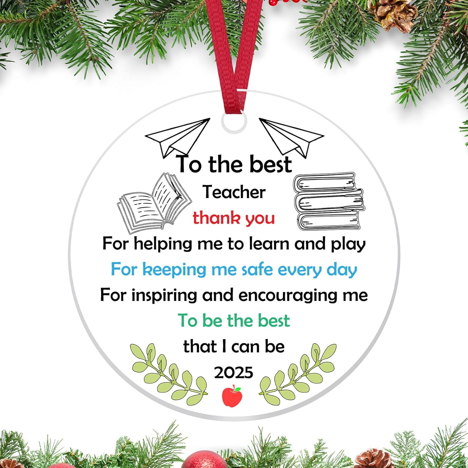 Teacher Christmas Ornament Appreciation Gifts for Women Man Teachers ...