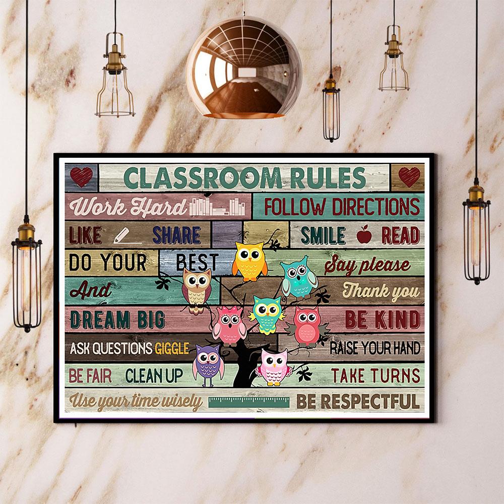 Teacher Classroom Rules Work Hard Paper Poster No Frame Matte Wall Art ...