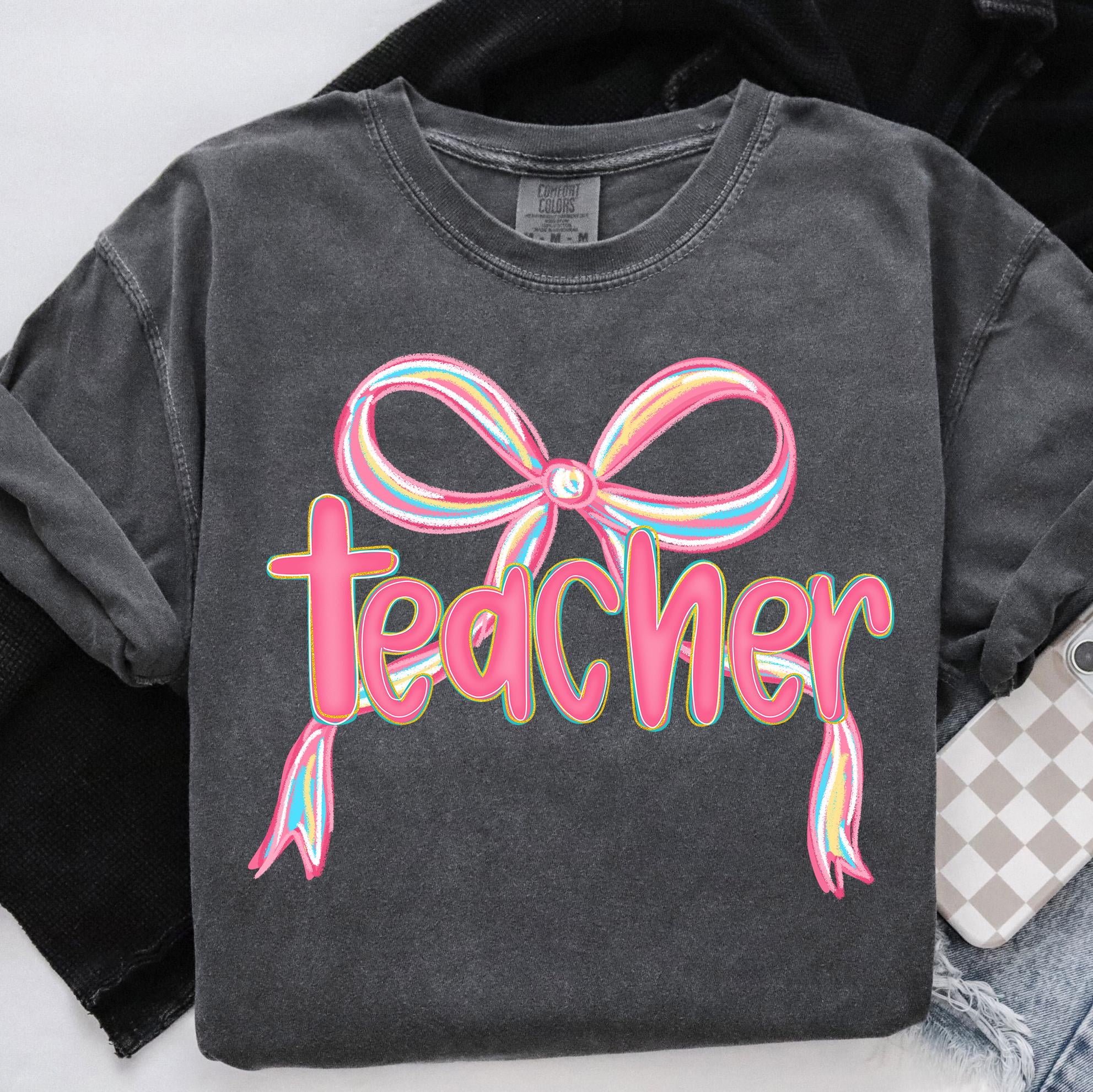 Teacher Coquette Png, Girly Teacher Shirt Design, Preppy Back To School ...