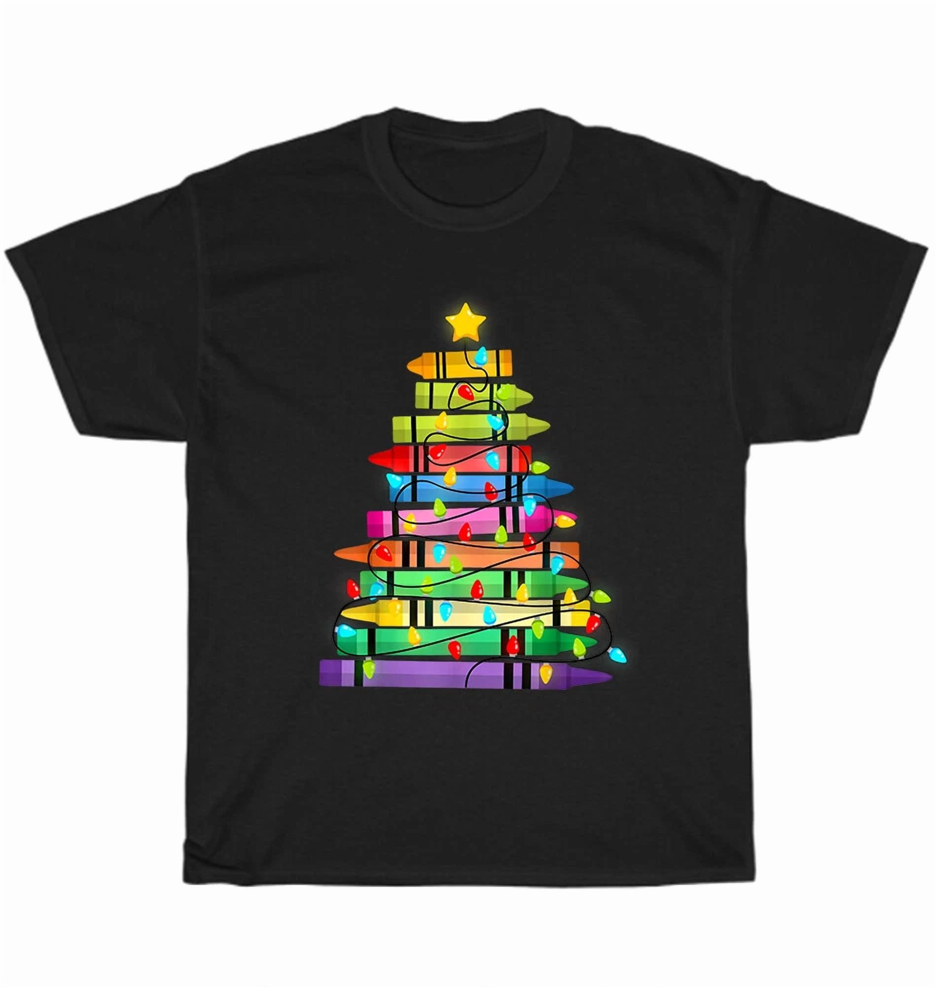 Teacher Crayon Christmas Tree Lights Student School Holiday Cute Theme ...