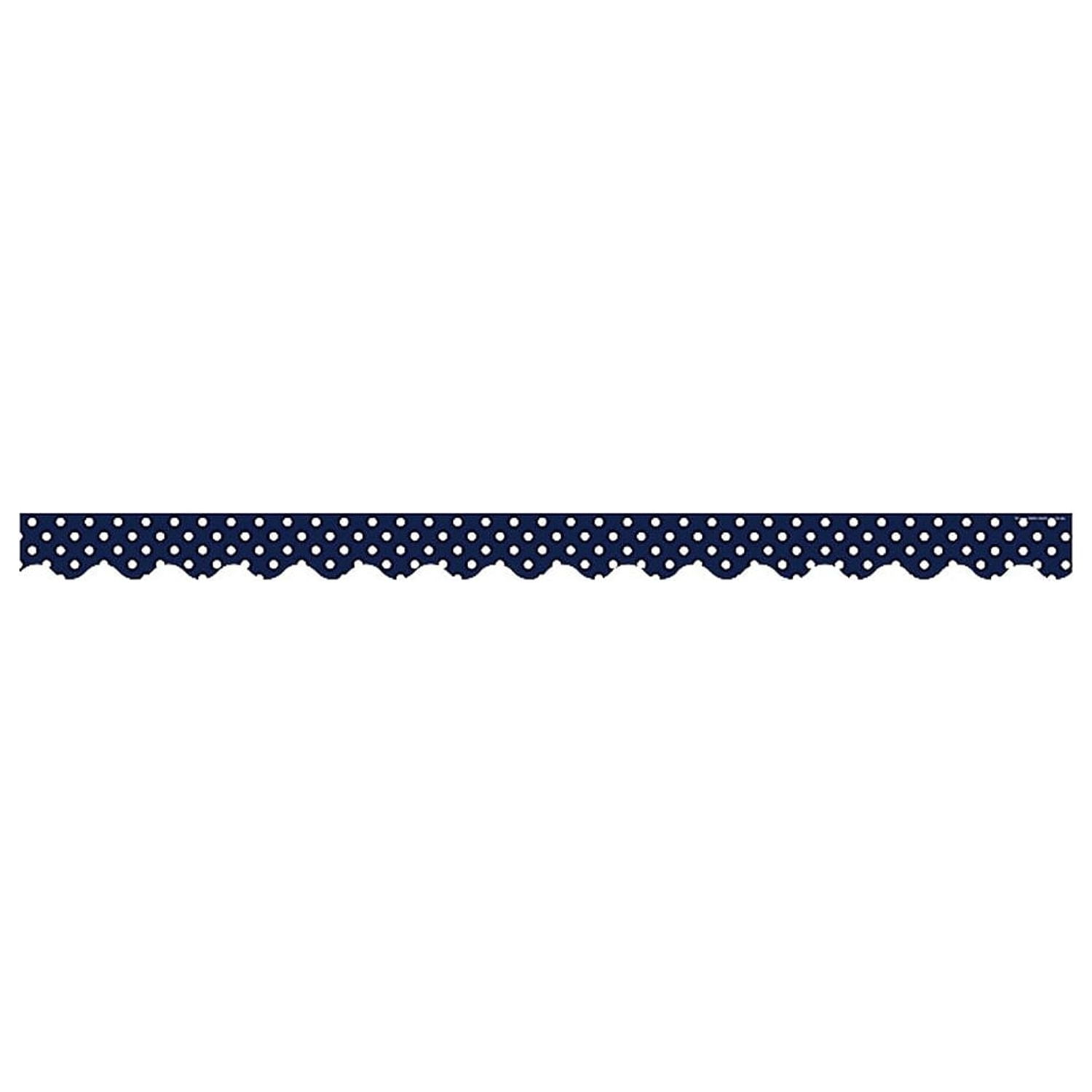Teacher Created Navy Polka Dots Scalloped Border Trim (TCR 5432 ...