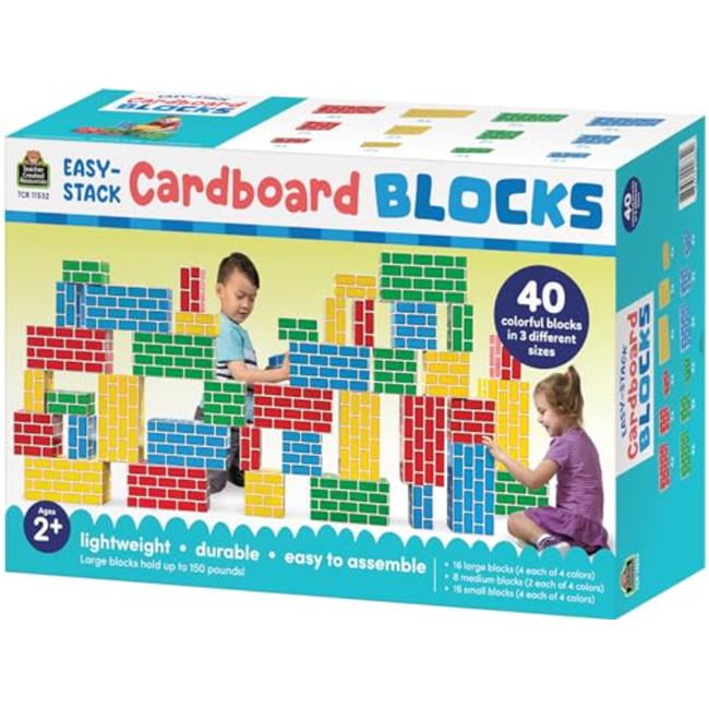 Teacher Created Resources 40 Piece Easy-Stack Cardboard Blocks - Multi Color - Walmart.com