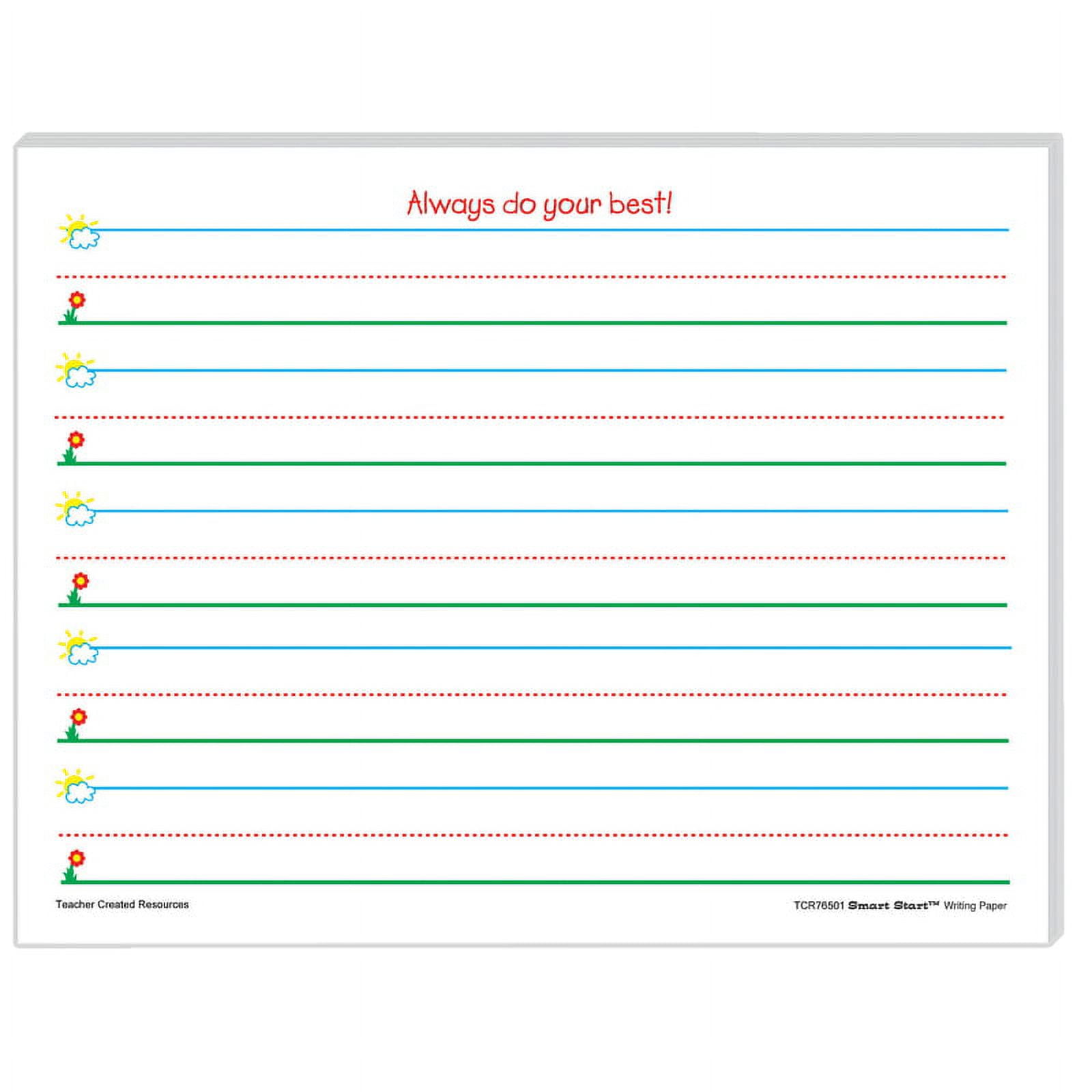 Teacher Created Resources Smart Start K-1 Writing Paper: 100 Sheets ...