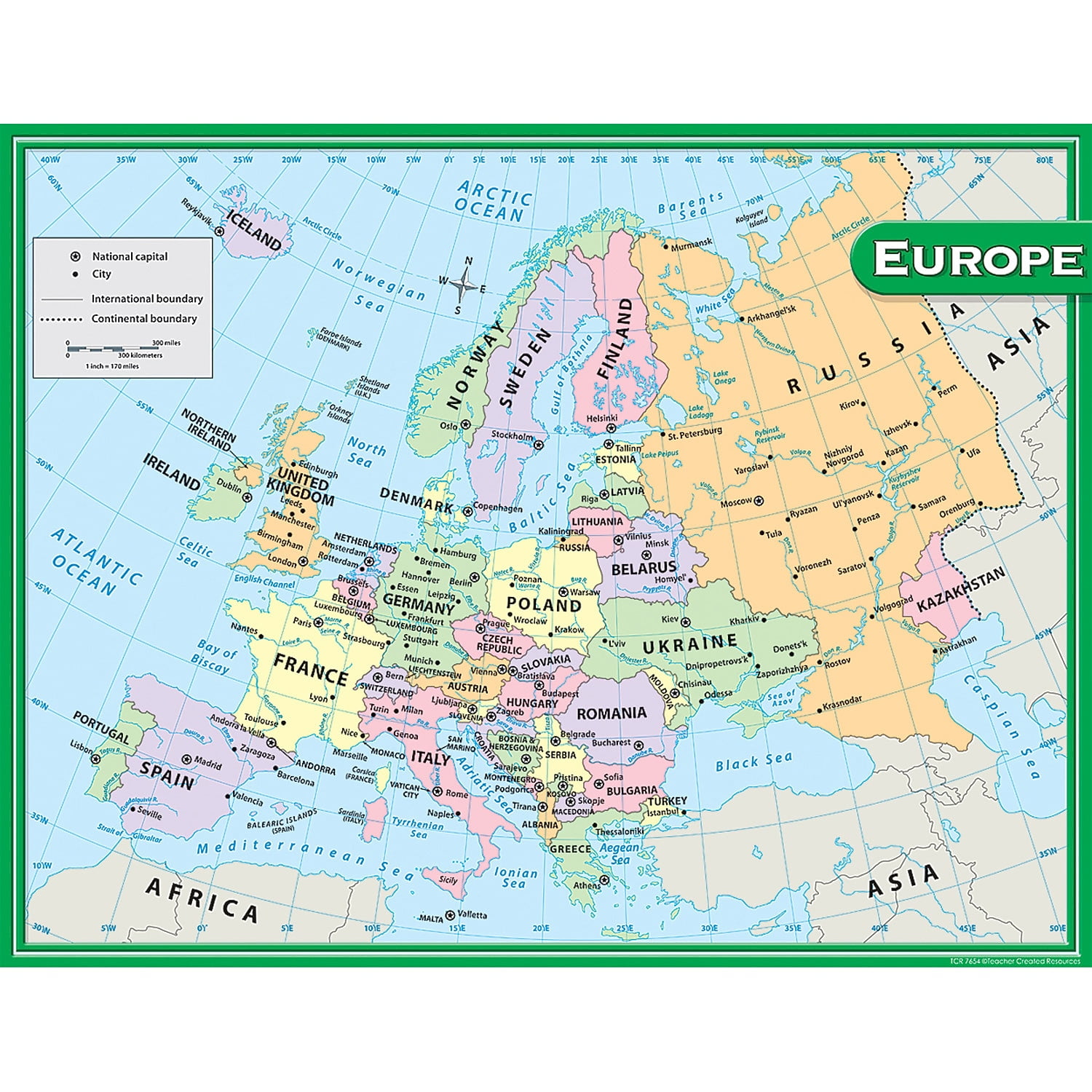 Europe Map Chart 17x22 [TCR7654] - Walmart.com