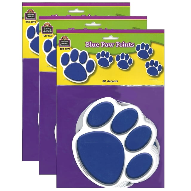Teacher Created Resources Blue Paw Prints Accents 30 Per Pack 3 Packs ...
