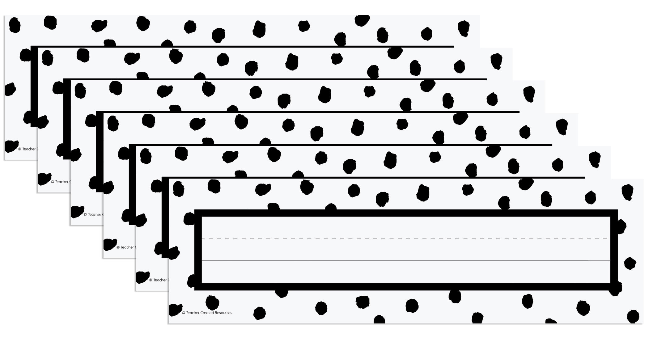 Teacher Created Resources Black Painted Dots on White Flat Name Plates ...