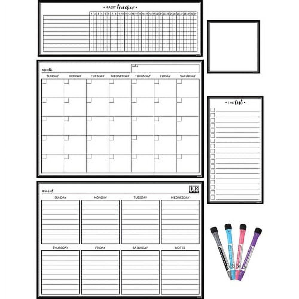 Teacher Created Resources Black White Dry-Erase Magnetic Calendar Set ...