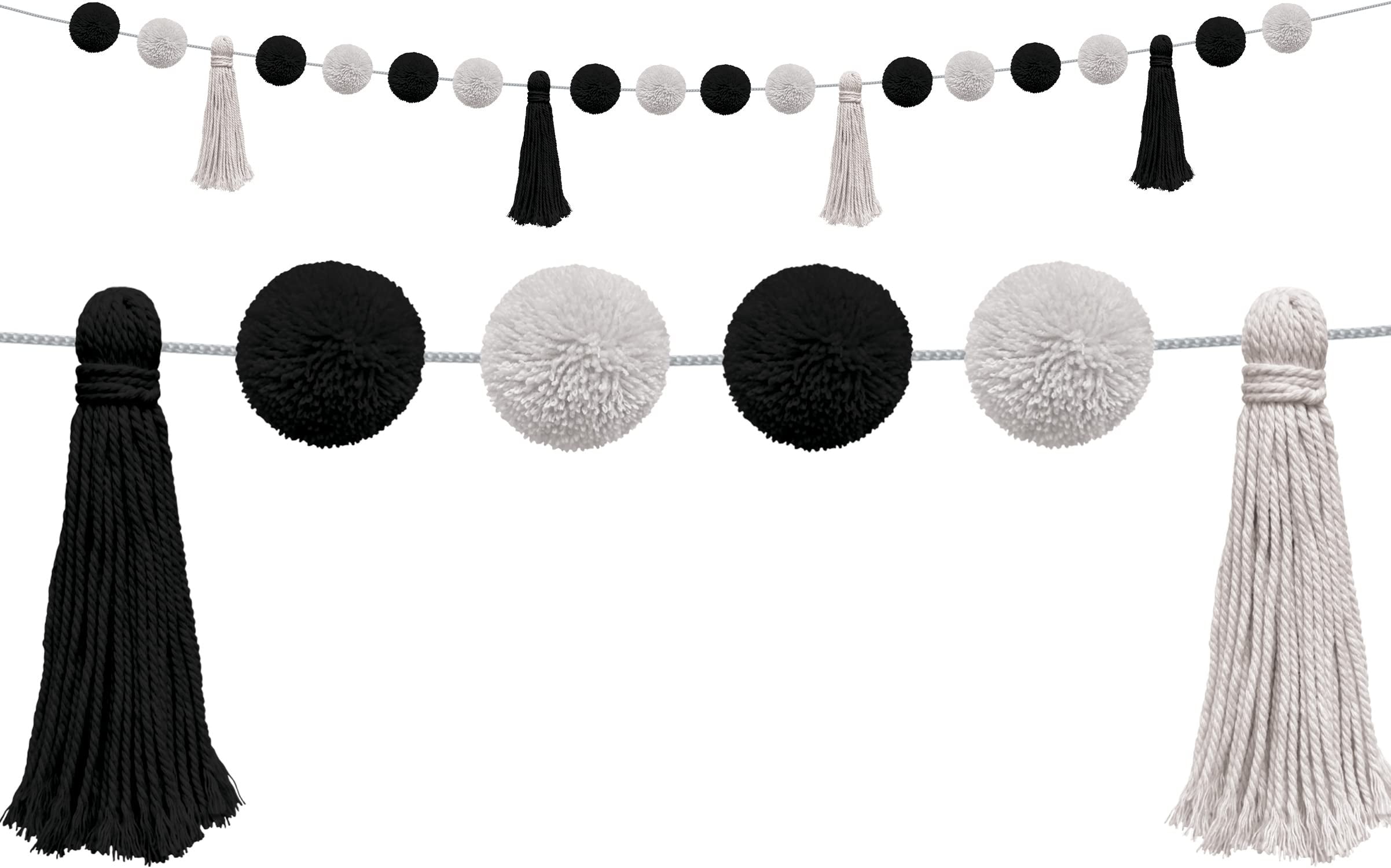 Teacher Created Resources Black and White Pom-Poms and Tassels Garland ...