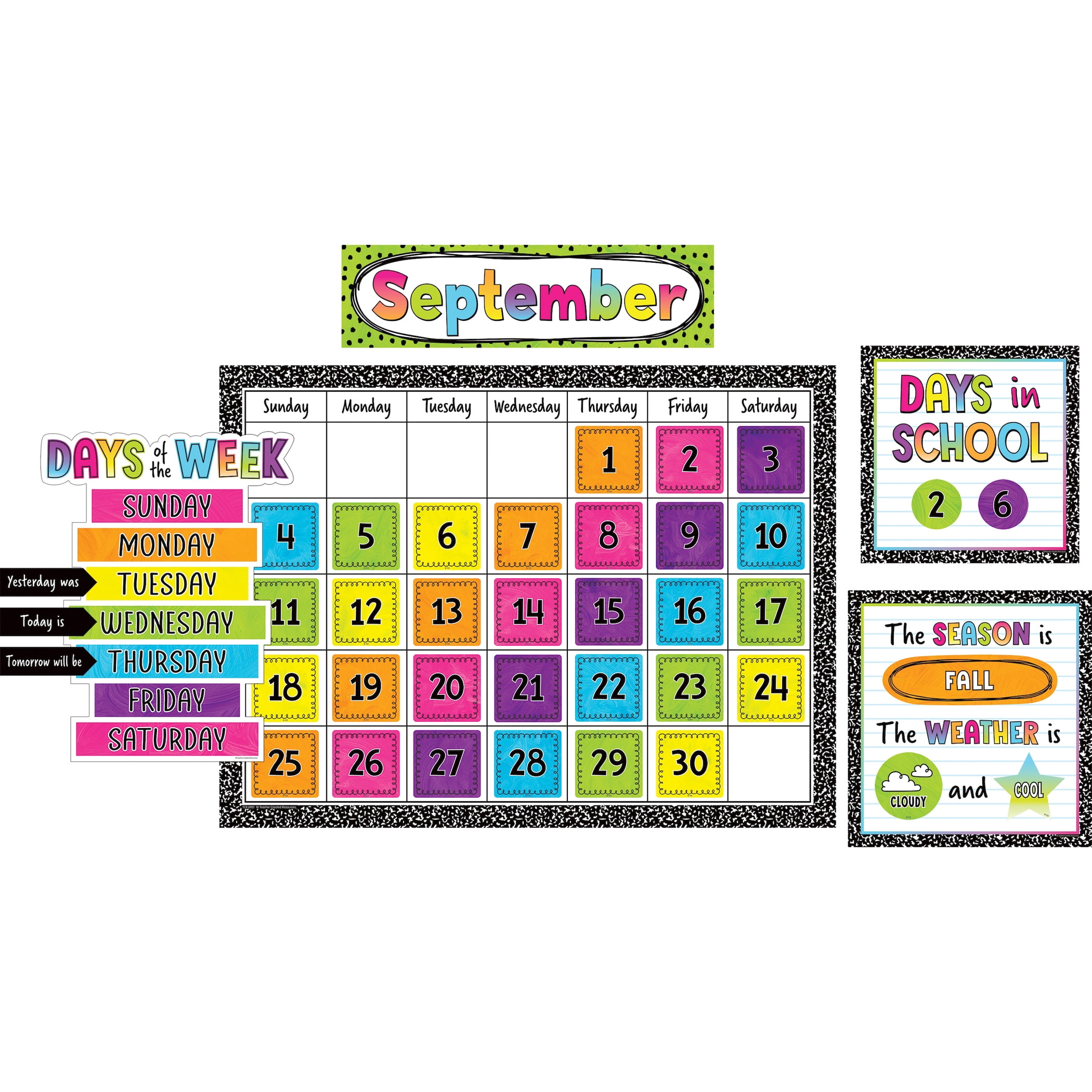 Teacher Created Resources Brights 4Ever Calendar Bulletin Board Set ...