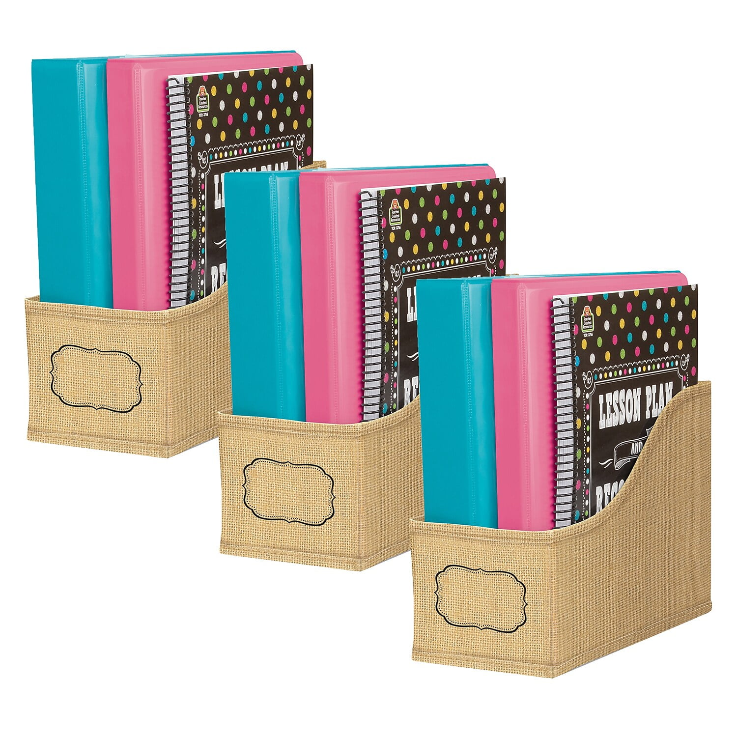 Teacher Created Resources Burlap Design Book Bin, Pack of 3 - Walmart.com