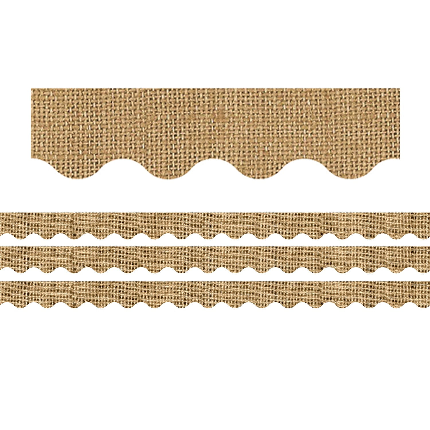 Teacher Created Resources Burlap Design Scalloped Rolled Border Trim ...