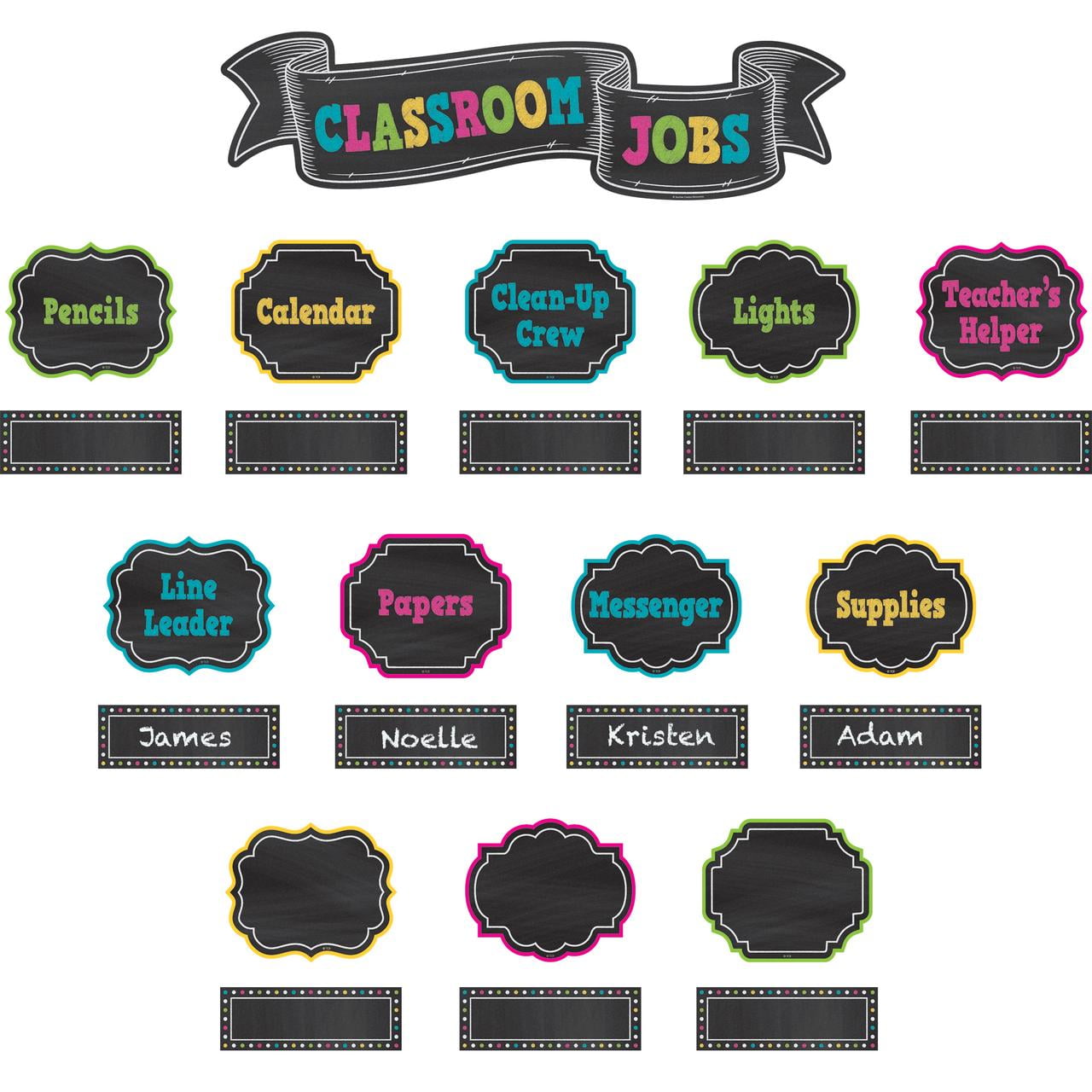 Teacher Created Resources Chalkboard Brights Classroom Job Set, 51 ...